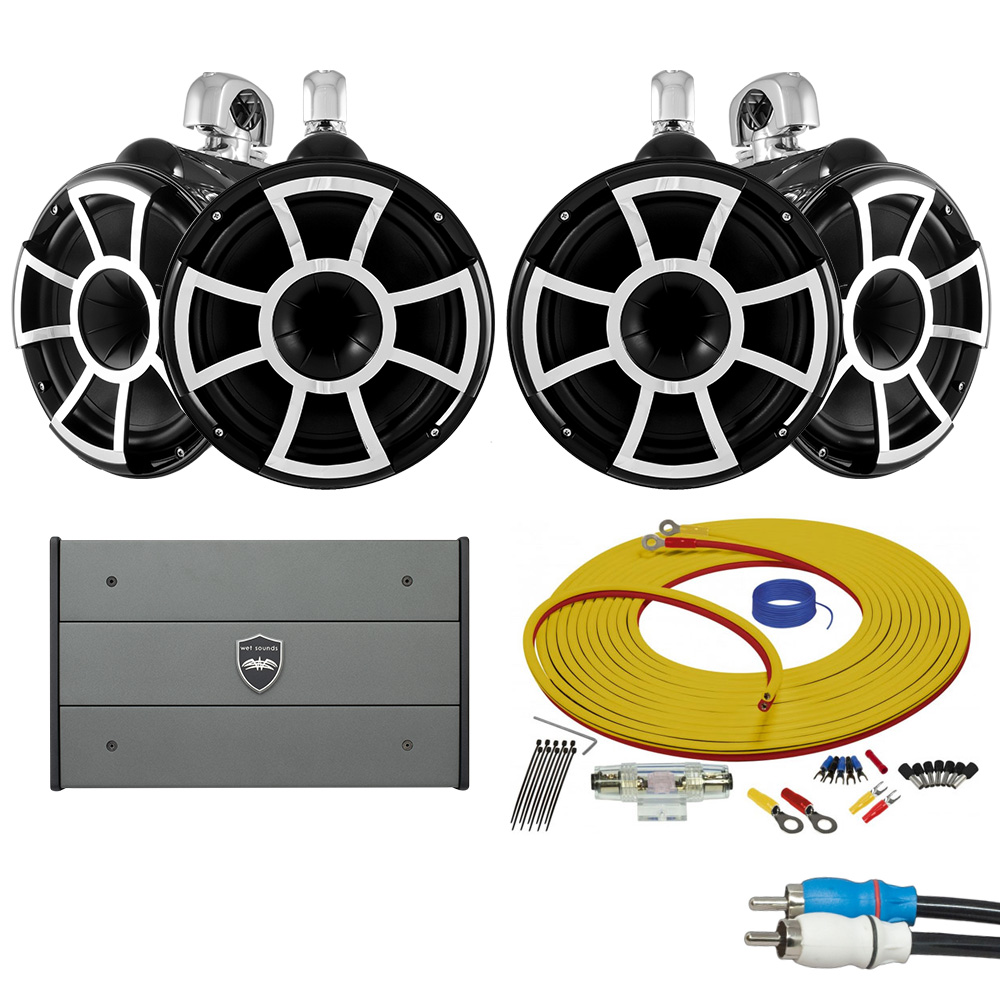 Wet Sounds REV 10 4 Tower Speaker Package w/ Swivel Clamps - Marine Stereo