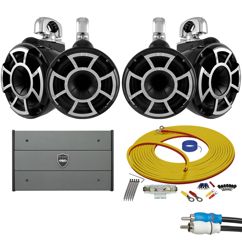 Wet Sounds REV 8 4 Tower Speaker Package w/ Swivel Clamps - Marine Stereo